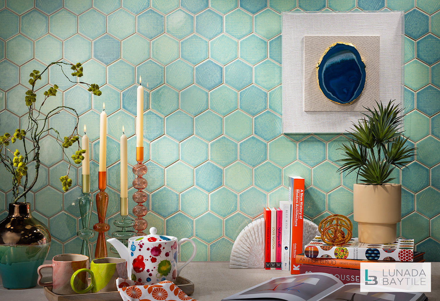 Linen 4" Hex in Melange by Lunada Bay Tile