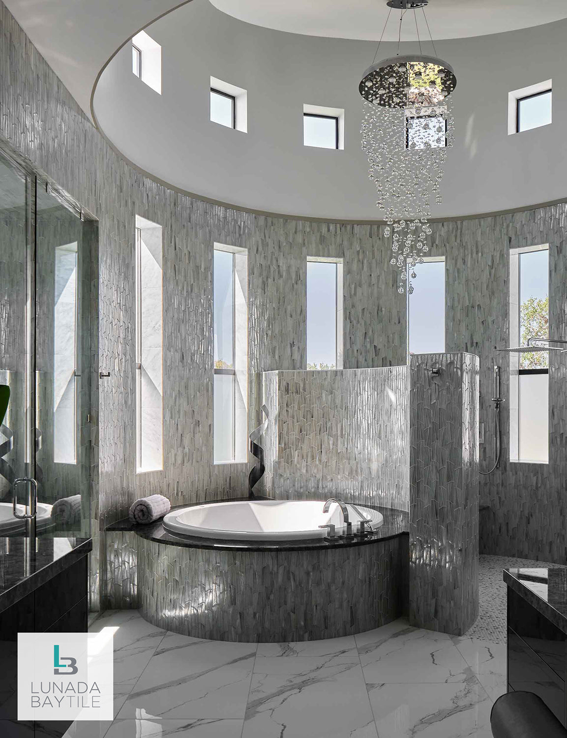 Master Suite with Luce Clipper in Elevation Pearl by LBT – Lunada Bay Tile