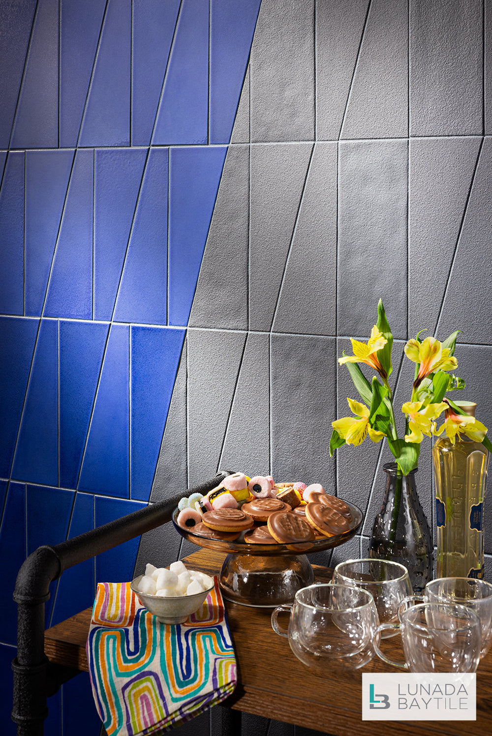 Graphite Duet in Black Iron and Klein Blue by LBT – Lunada Bay Tile